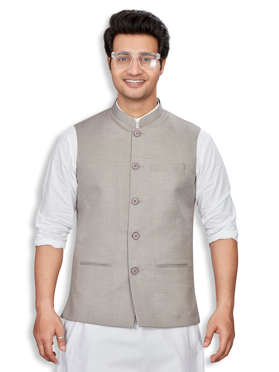 Premium Solid Limited edition Designer Nehru Jacket, Steel Grey, Regul ...
