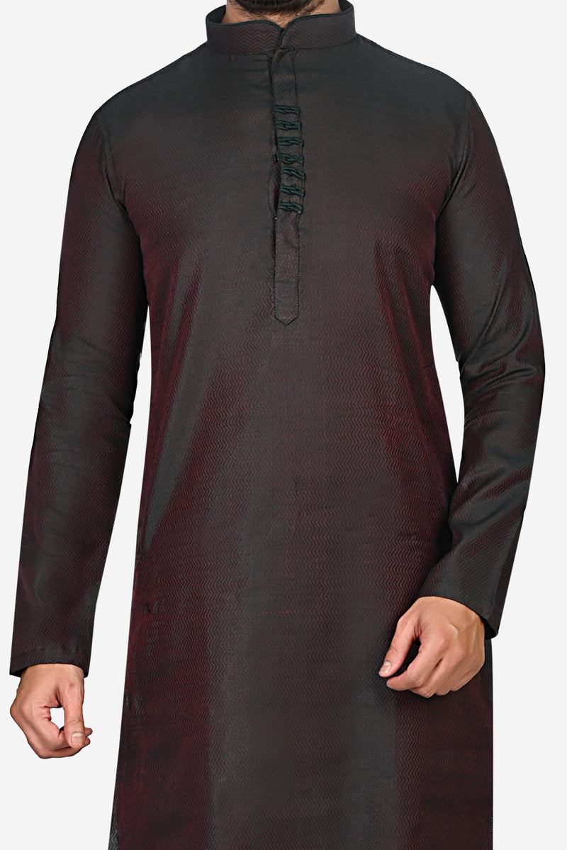 Classic Handcrafted Silk Premium Kurta with Designer Buttons, Bottle G ...
